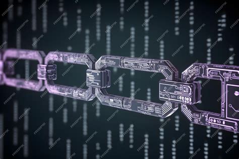 Premium Ai Image Digital Chains With Coding Blockchain Technology Concept