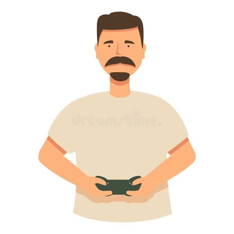 Father Video Gamer Icon Cartoon Vector Play Computer Game Stock Vector