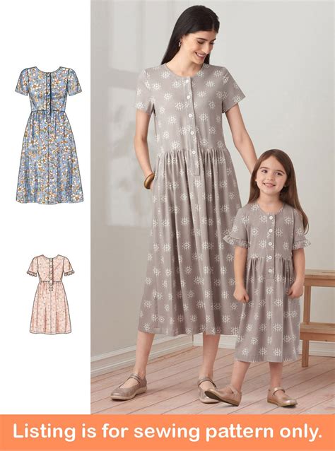 Dress Sewing Pattern Sew Matching Womens Girls Outfit Mother