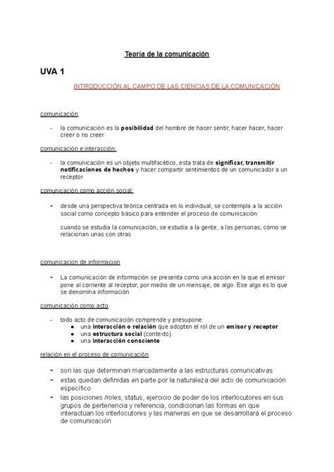 Teoria De La Comunicacion Teoría De La Comunicación Uva 1