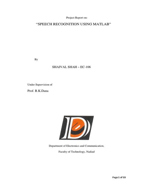 Speech Recognition Project Pdf Sampling Signal Processing Speech Recognition
