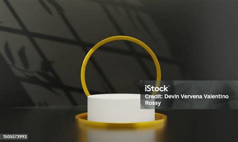 제품 발표를 위한 황금 색깔 혼합을 가진 호화스러운 까만 연단3d 삽화를 렌더링하기 0명에 대한 스톡 사진 및 기타 이미지 0명 3차원 형태 강단 Istock