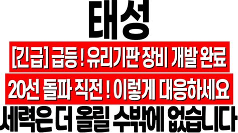태성 주가 전망 유리기판 장비 개발 완료 지금 무조건 이렇게 대응하세요 세력은 더 올릴 수밖에 없습니다 태성 긴급 대응 전략 태성 주식 분석 태성 실적 태성