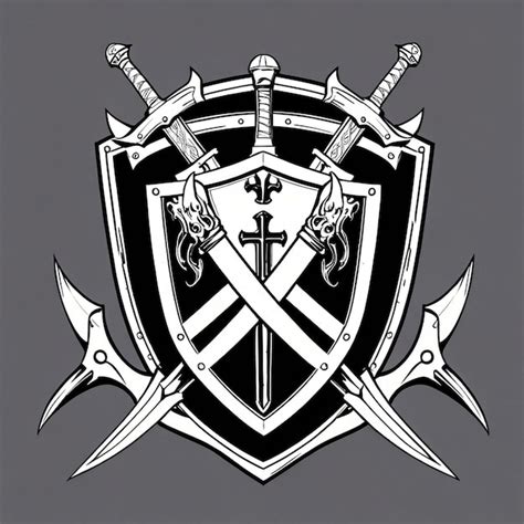 Premium Photo A Shield With A Sword And Swords On It