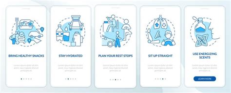 Premium Vector Road Trip Healthy Habits Blue Onboarding Mobile App Screen