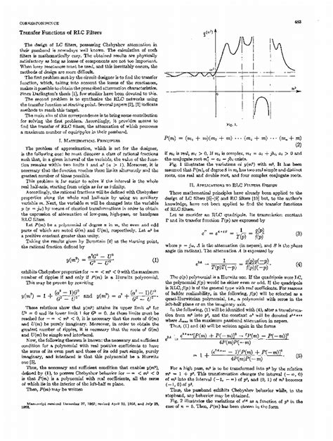 Transfer Functions Of Rlc Filters Ieee Journals And Magazine Ieee Xplore
