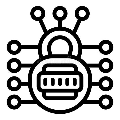 Digital Lock Icon Outline Vector Safety Police Stock Vector