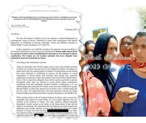 Un Probe On Lankan Women Auctioned As Sex Workers In Oman Recomended News Daily Mirror
