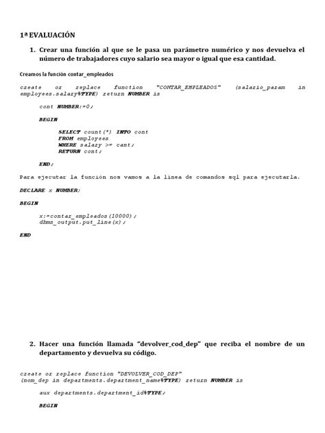 Ejercicios Plsql Resueltos 37 Ejercicios Pdf