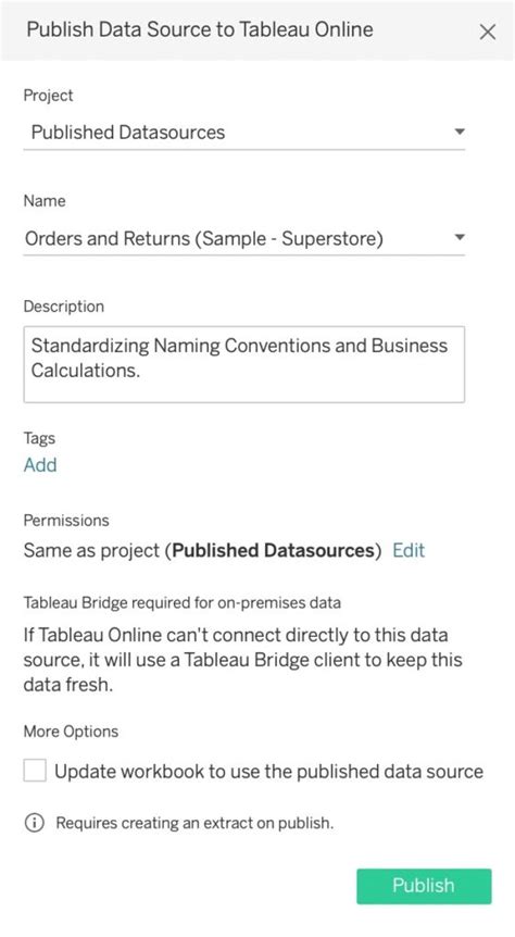 How To Set Up A Published Data Source In Tableau Interworks