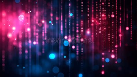 Abstract Technology Background Pink And Blue Binary Code Data Flowing
