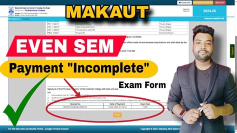 Makaut Even Sem Exam Form Payment Incomplete Problem Solved Youtube