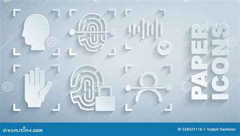 Set Fingerprint With Lock Voice Recognition Palm Face And Icon Vector Stock Vector
