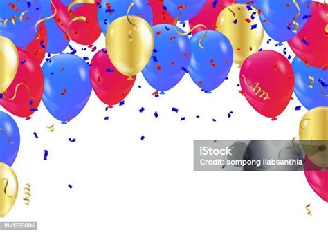 풍선 배너 템플릿 색종이와 추상 다채로운 축 하 배경 파티 깃발 그리고 배경 일러스트 레이 션에 화려한 색종이 공휴일에 대한