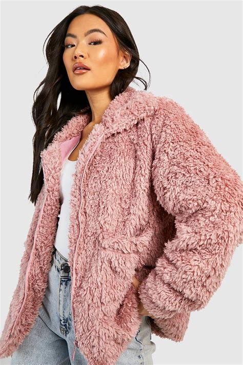 Oversized Teddy Faux Fur Jacket Boohoo Au