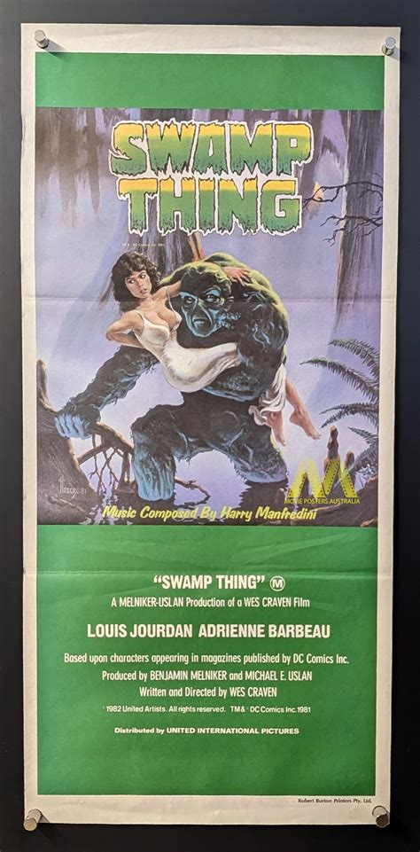 Swamp Thing 1982 Australian Daybill Movie Poster Wes Craven Movie