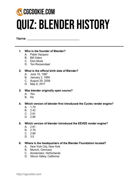 Blender Quiz History Pdf Blender Software Software