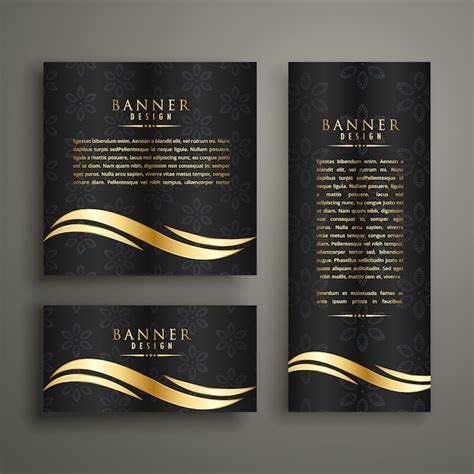프리미엄 럭셔리 골든 배너 템플릿 디자인 무료 벡터