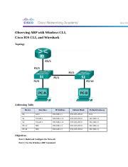 5 2 1 8 Lab Observing ARP With The Windo Rev1 Observing ARP With Windows CLI Cisco IOS CLI