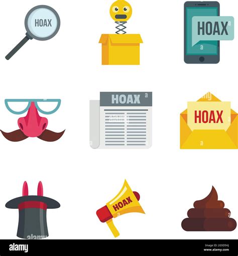 Hoax Icons Set Flat Vector Isolated Stock Vector Image And Art Alamy