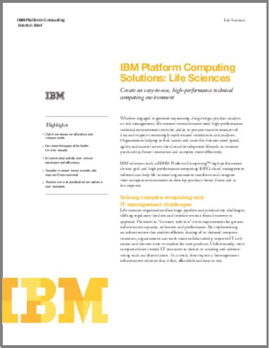 IBM Platform Computing Solutions For Life Sciences
