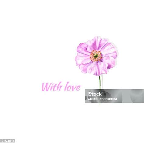 손으로 그리는 수채화 인사말 카드 꽃 아 네모 네와 사랑으로 텍스트 그것은 좋은 생일 카드 초대장 웨딩 카드 포스터 어머니 날 카드에 사용할 0명에 대한 스톡 벡터 아트 및