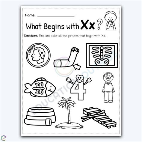 Letter X Beginning Sound Coloring Page Lettering Beginning Sound