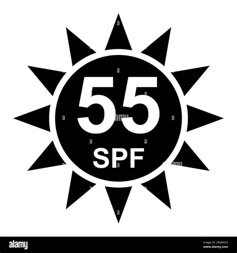 Sun Protection Factor 55 Icon Uv Radiation Block Symbol Sun Protect Skin Vector Illustration