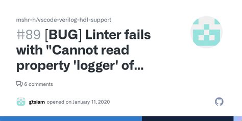 BUG Linter Fails With Cannot Read Property Logger Of Undefined