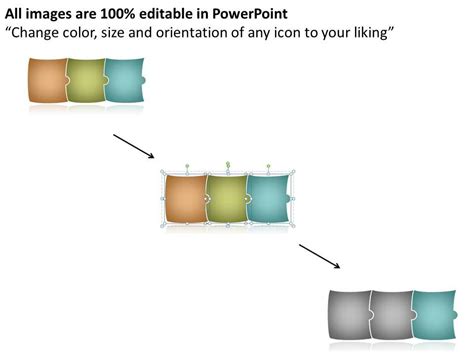 Puzzle Linear Flow Process 3 Stages 64 Presentation Graphics