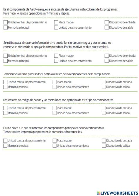 Componentes Int Free Interactive Worksheets 6969341
