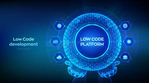 Low Code Platform Low Code Development Technology Concept Lcdp Easy Coding Hexagonal Grid