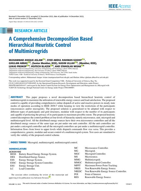 Pdf A Comprehensive Decomposition Based Hierarchical Heuristic Control Of Multimicrogrids