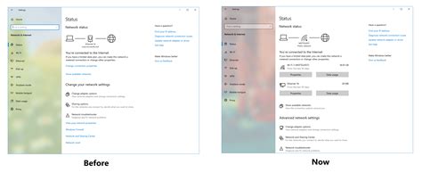 Updated Design For Network Status Settings Page Insider Fast Build 18956 R Windows10