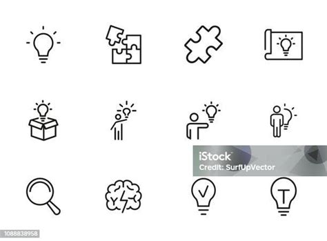 Solution Line Icon Set Stock Illustration Download Image Now Icon Symbol Solution Light