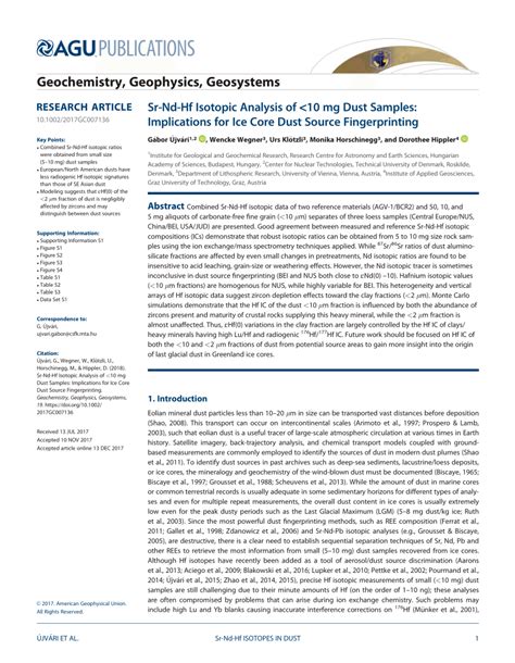 Pdf Sr Nd Hf Isotopic Analysis Of
