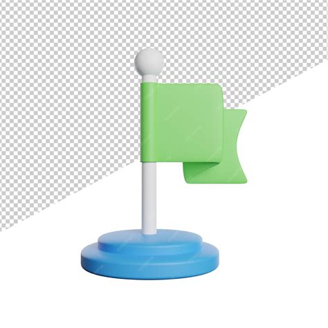 플래그 표시 대상 전면 보기 투명 배경에 3d 렌더링 아이콘 그림 프리미엄 Psd 파일