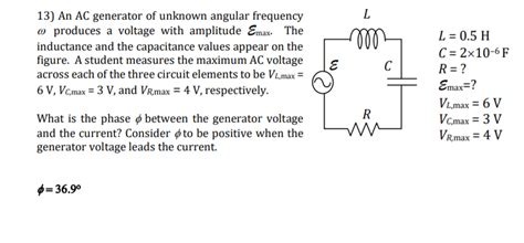 Solved 13 An Ac Generator Of Unknown Angular Frequency O