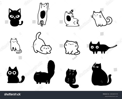 Set Cute Cat Vector Stock Illustration 2393487275 Shutterstock
