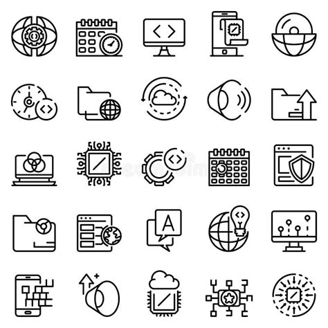 Operating System Icons Set Outline Style Stock Vector Illustration Of Network Design