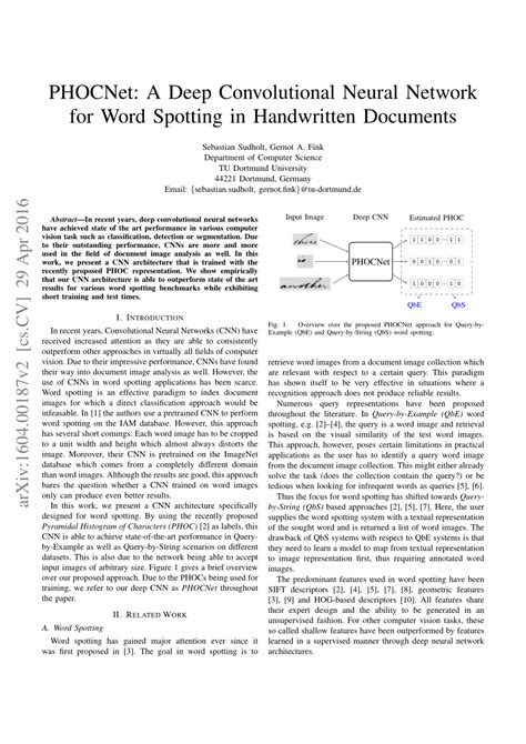 Pdf Phocnet A Deep Convolutional Neural Network For Word Spotting In Handwritten Documents
