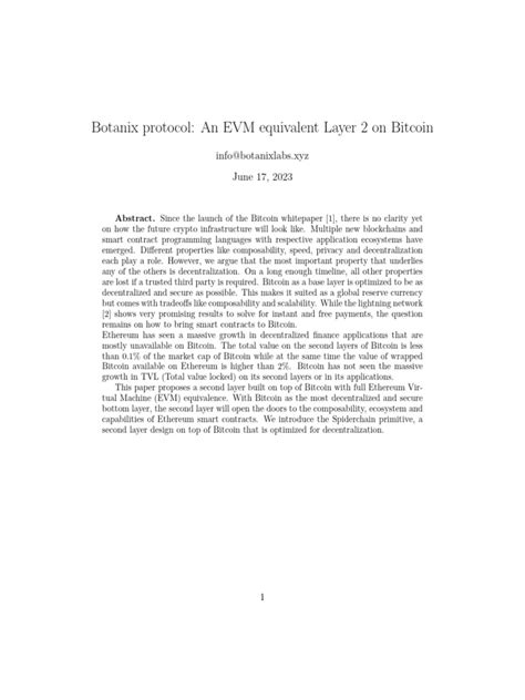 Botanix Protocol Whitepaper Pdf Bitcoin Cryptocurrency