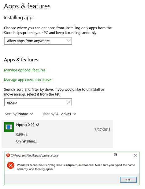 Npcap Didnt Seem To Completely Uninstall · Issue 379 · Nmapnpcap