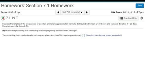 Solved Homework Section 7 1 Homework Save Score 0 33 Of 1