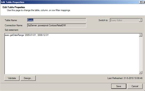 Calling A Stored Procedure In Powerpivot To Populate Your Date Table