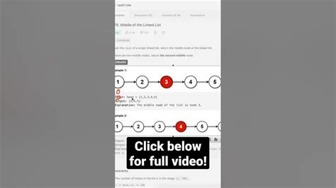 Leetcode 876 Middle Of A Linked List Shorts Linkedlist Leetcode Software Programming Youtube