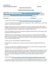 CRISPR Homework Answer Key Doc NS ANTH Human Biology And Evolution Fall