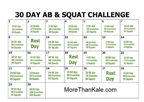 30 Day Ab And Squat Challenge Squat And Ab Challenge Squat Challenge 30 Day Abs