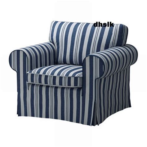 Ikea Ektorp Armchair Cover Chair Slipcover Abyn Blue White Stripes Åbyn New