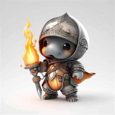 Premium Photo A Cartoon Character With A Sword And A Cape Holding A Torch